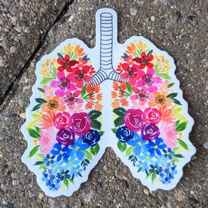 Floral Lung Vinyl Sticker, Decal Laptop Sticker. Nurse Gift Sticker ...
