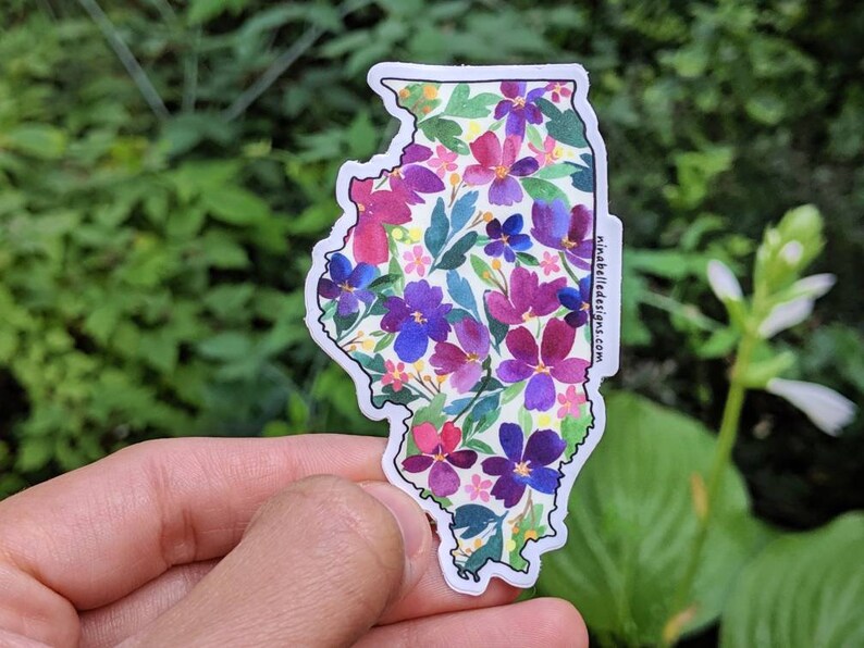 Illinois State Flower Map Watercolor Design Sticker. Vinyl - Etsy
