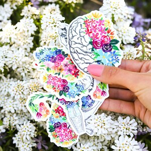 Anatomical Uterus Floral Vinyl Decal Sticker. Laptop Sticker. Nurse ...