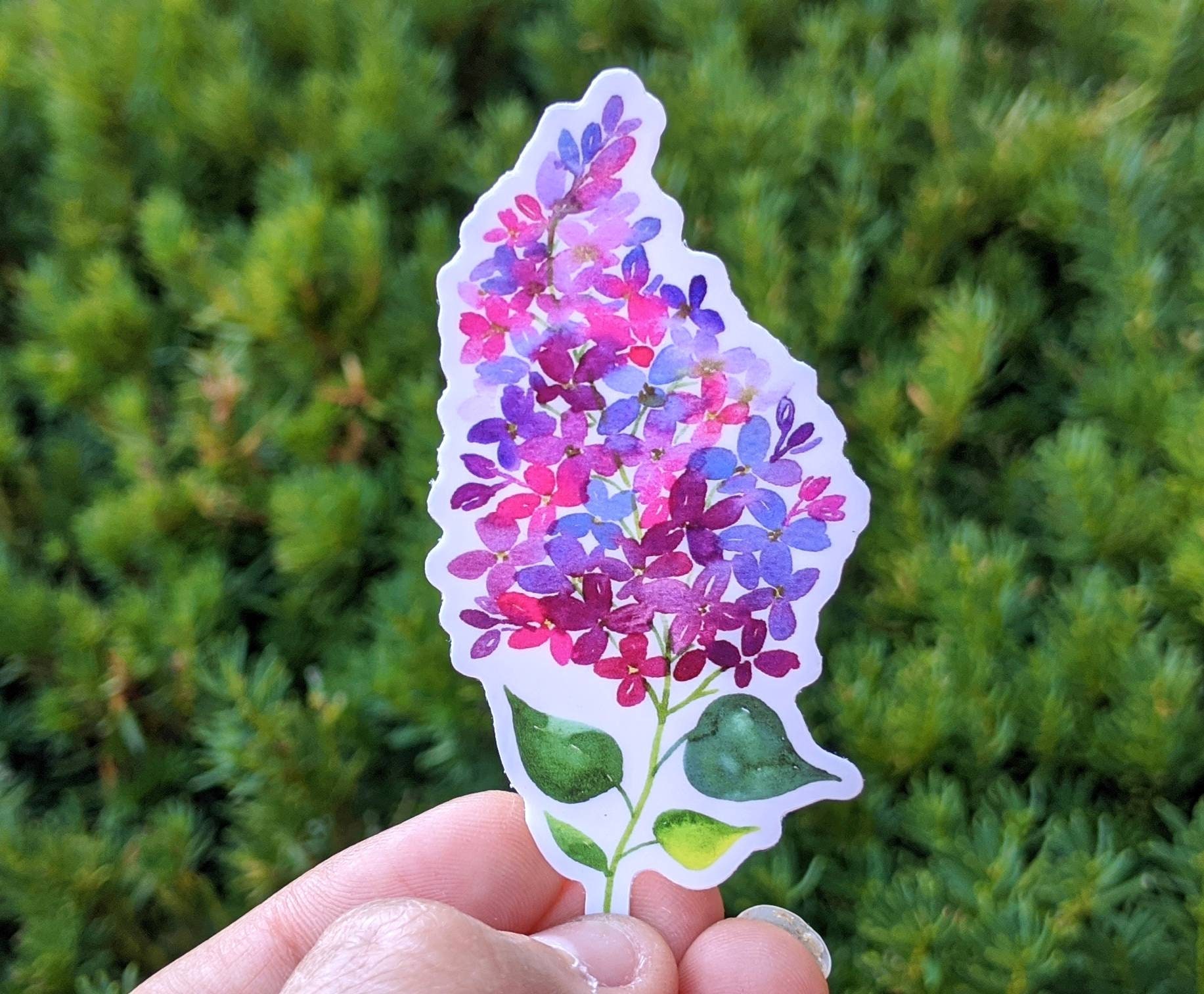 Lilac floral vinyl sticker. watercolor design sticker. Flower | Etsy