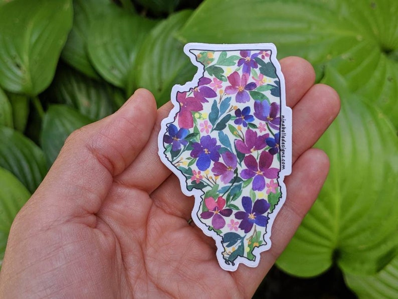 Illinois State Flower Map Watercolor Design Sticker. Vinyl - Etsy