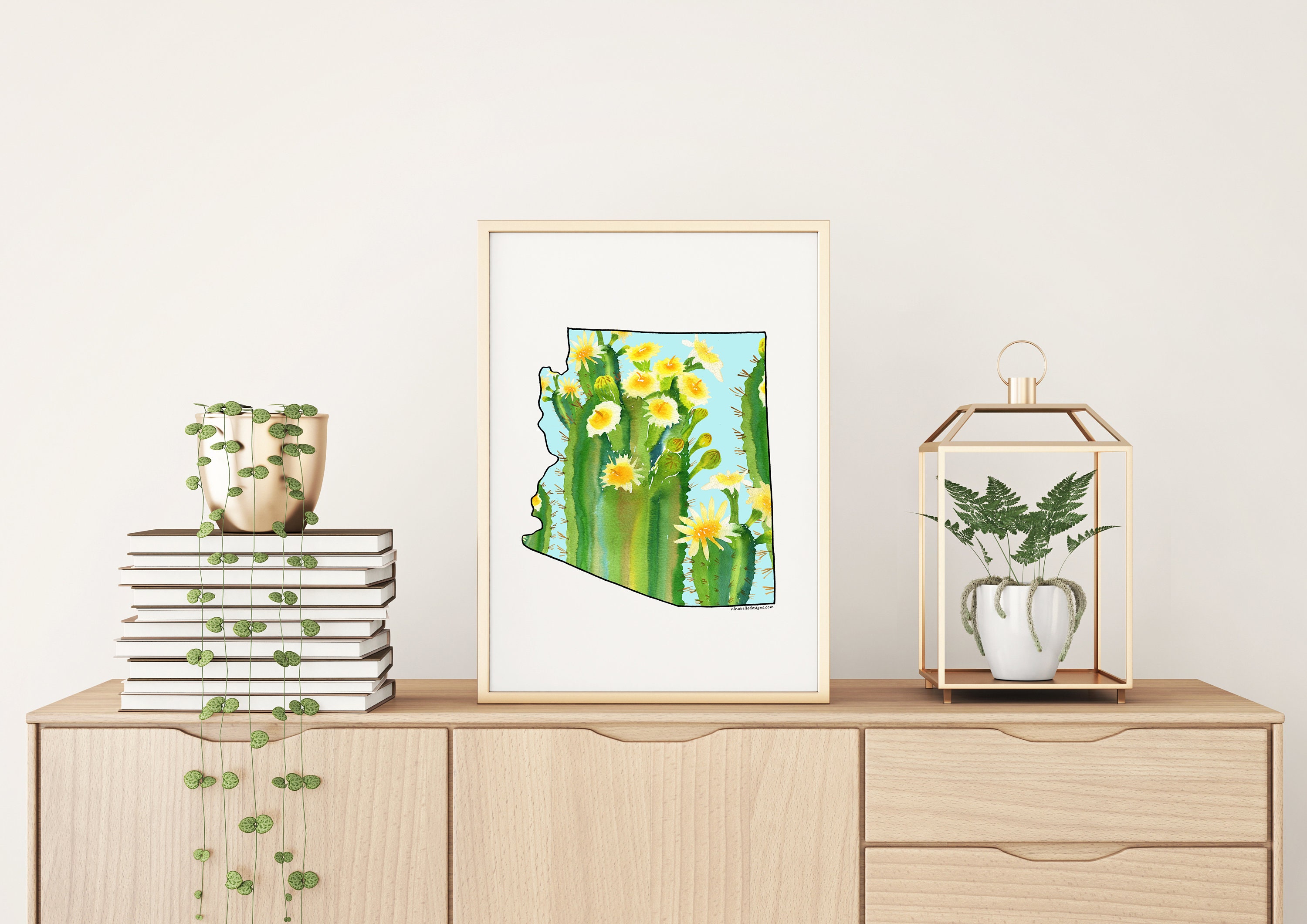 DIGITAL Arizona State Floral Watercolor Print. Arizona Wall - Etsy