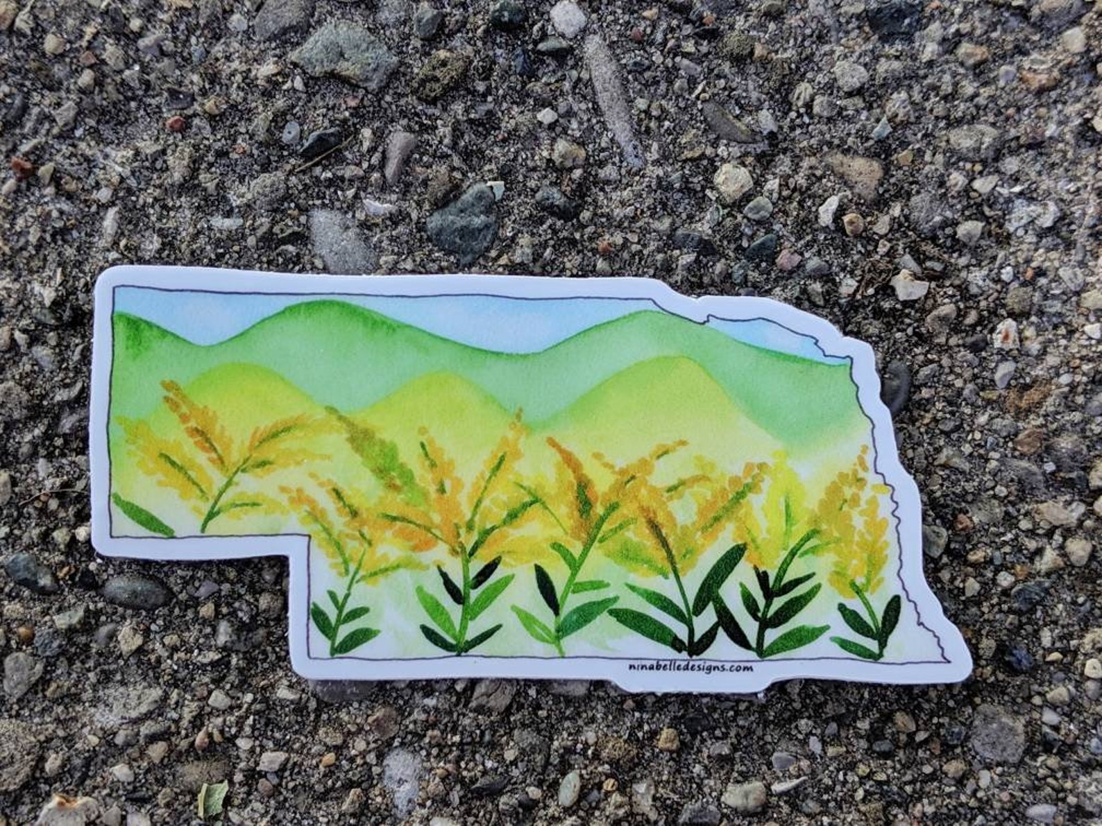 Nebraska state map watercolor sticker. vinyl decal sticker. | Etsy
