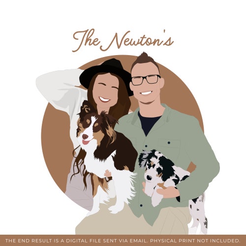 Digital Illustrated Portrait Personalized Cartoon Illustration Digital ...