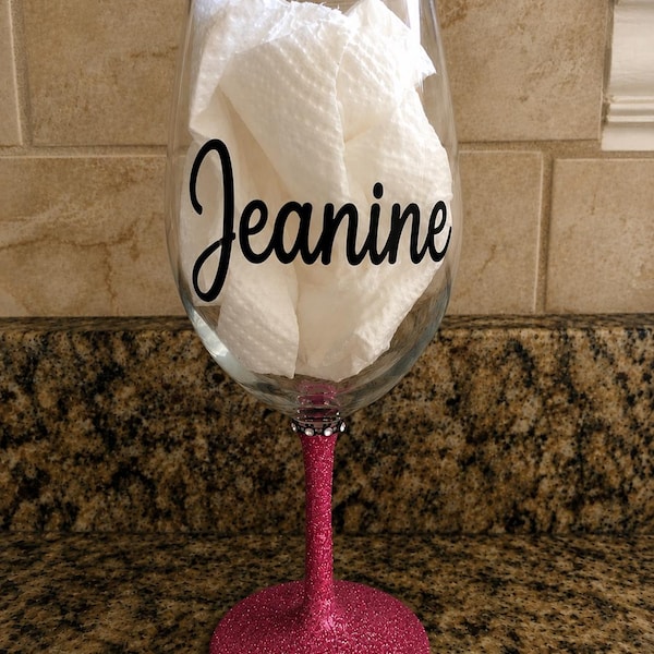 Bling Pink Wine Glass - Etsy