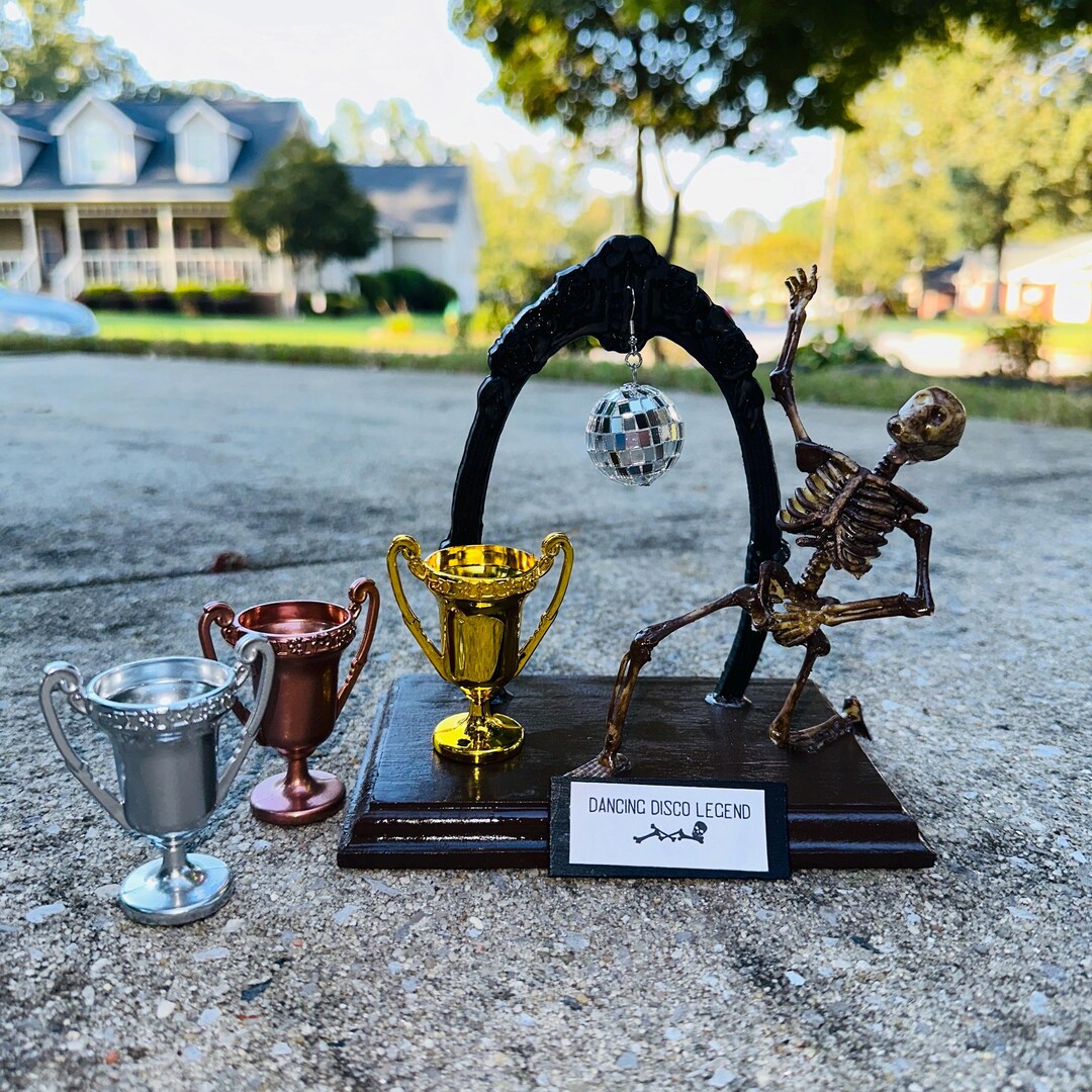 Disco Dancing Skeleton Trophy With Custom Plaque - Halloween Party ...