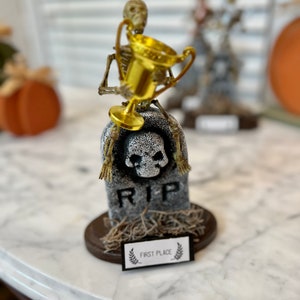 Gold/silver/bronze Tombstone Trophy Winner - Halloween Skeleton Party ...