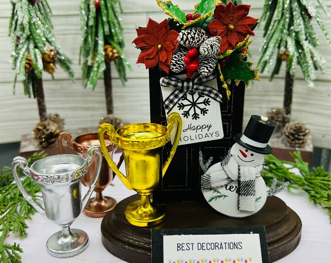 Best Decorations Contest Winner - Black Door With Snowman - Gold/silver ...