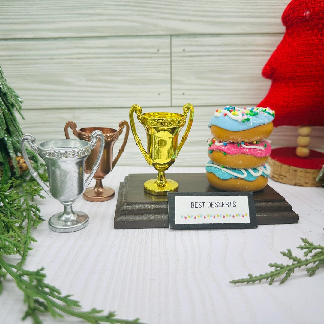 Blue/pink Frosted Donut Trophy - Gold/silver/bronze Trophy Options ...