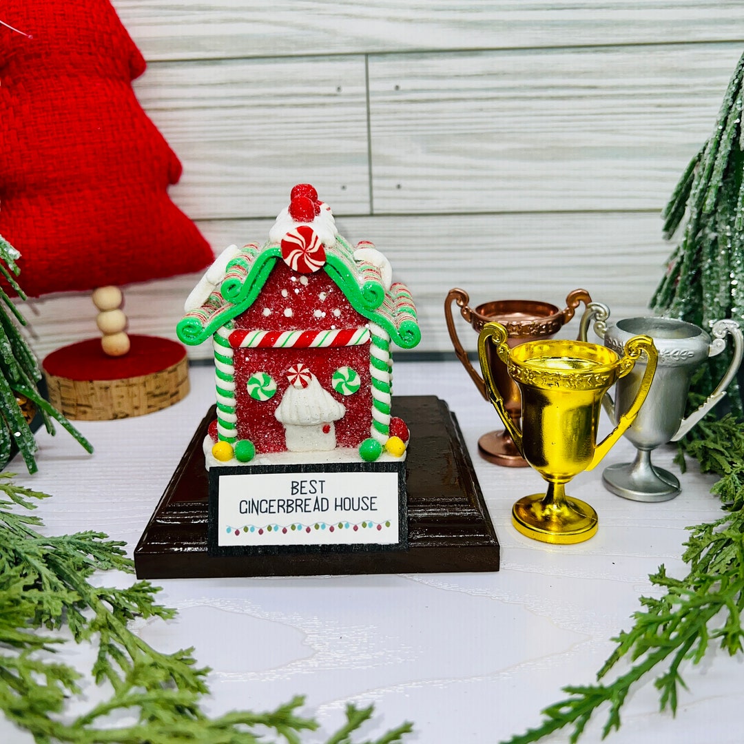 Gingerbread House Contest Winner -red House-gold/silver/bronze Trophy ...