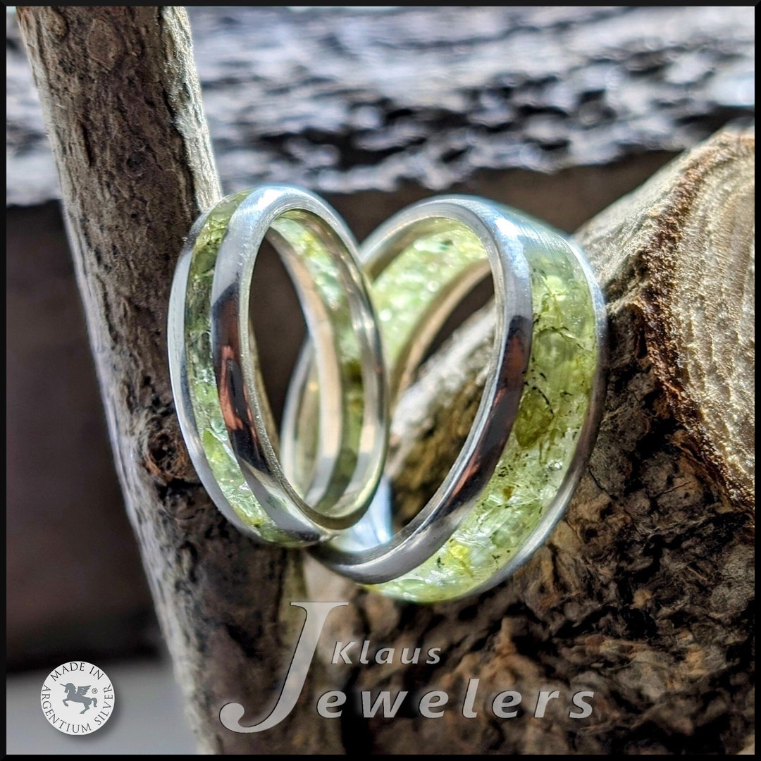 Peridot Silver Ring : Floating Inlay - Arizona Peridot - Solid ...