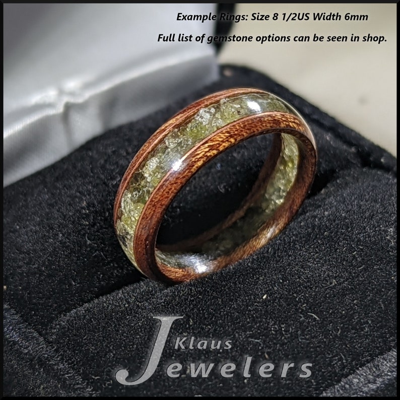 Peridot Wooden Ring: Floating Inlay - Arizona Peridot - African ...