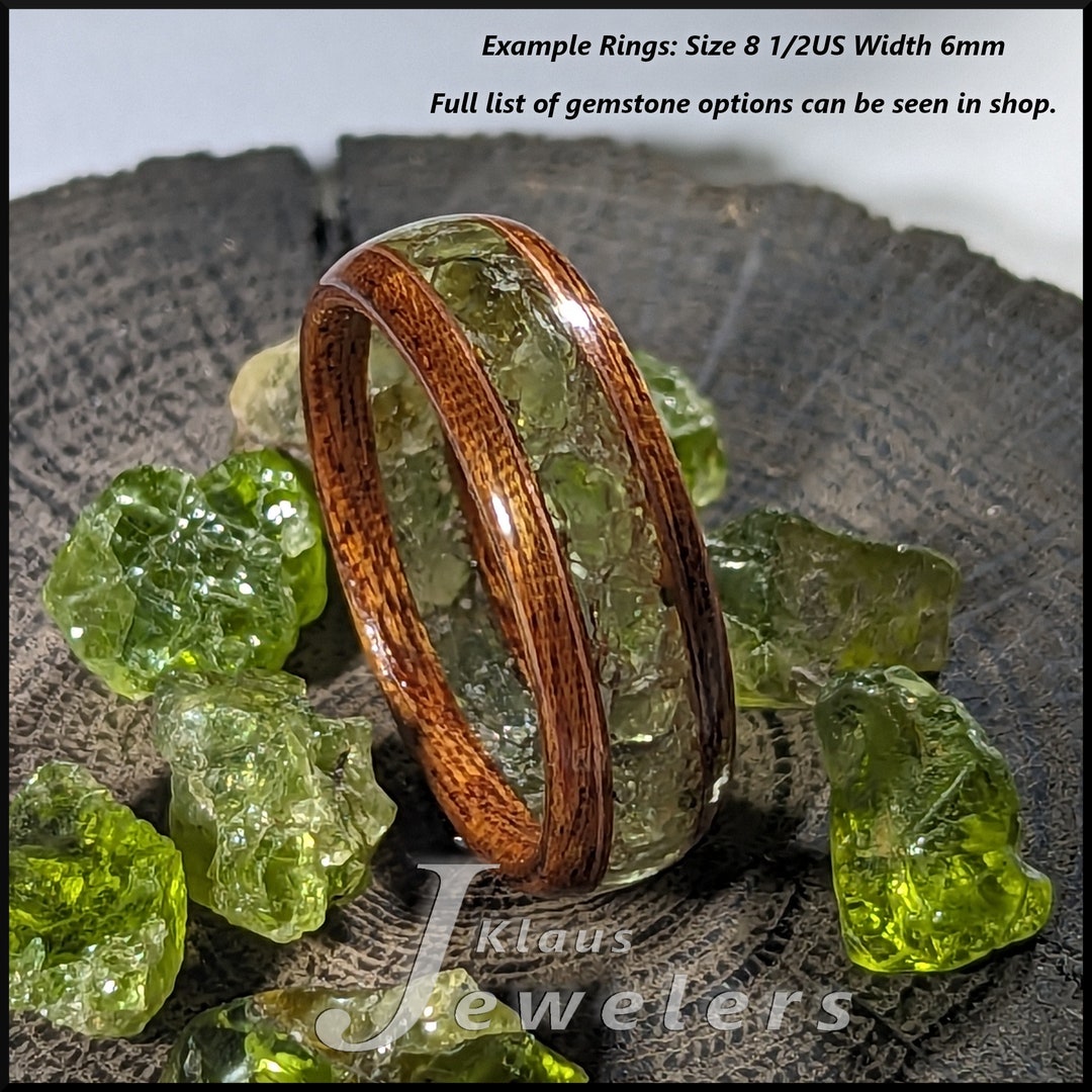 Peridot Wooden Ring: Floating Inlay - Arizona Peridot - African ...