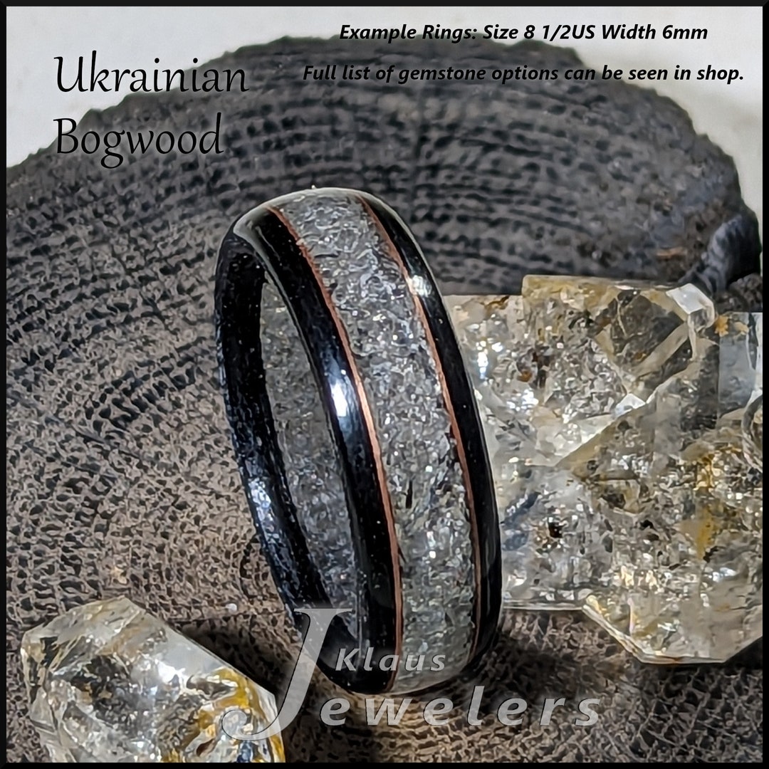 Quartz Wooden Ring: Floating Inlay - New York Herkimer Diamond Quartz ...