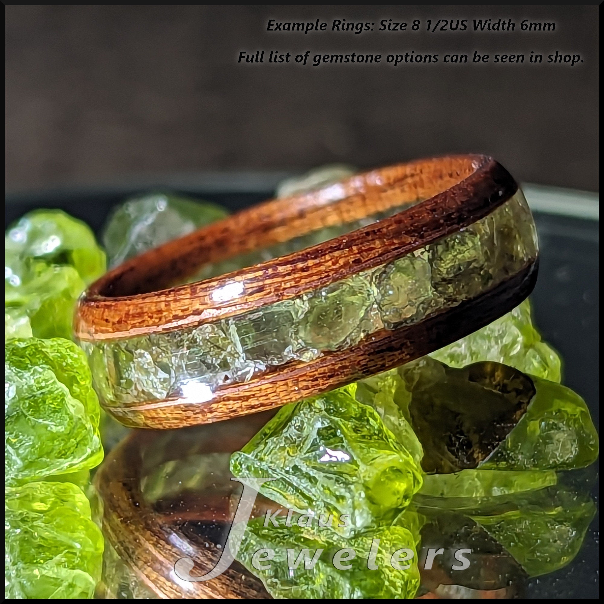 Peridot Wooden Ring: Floating Inlay - Arizona Peridot - African ...