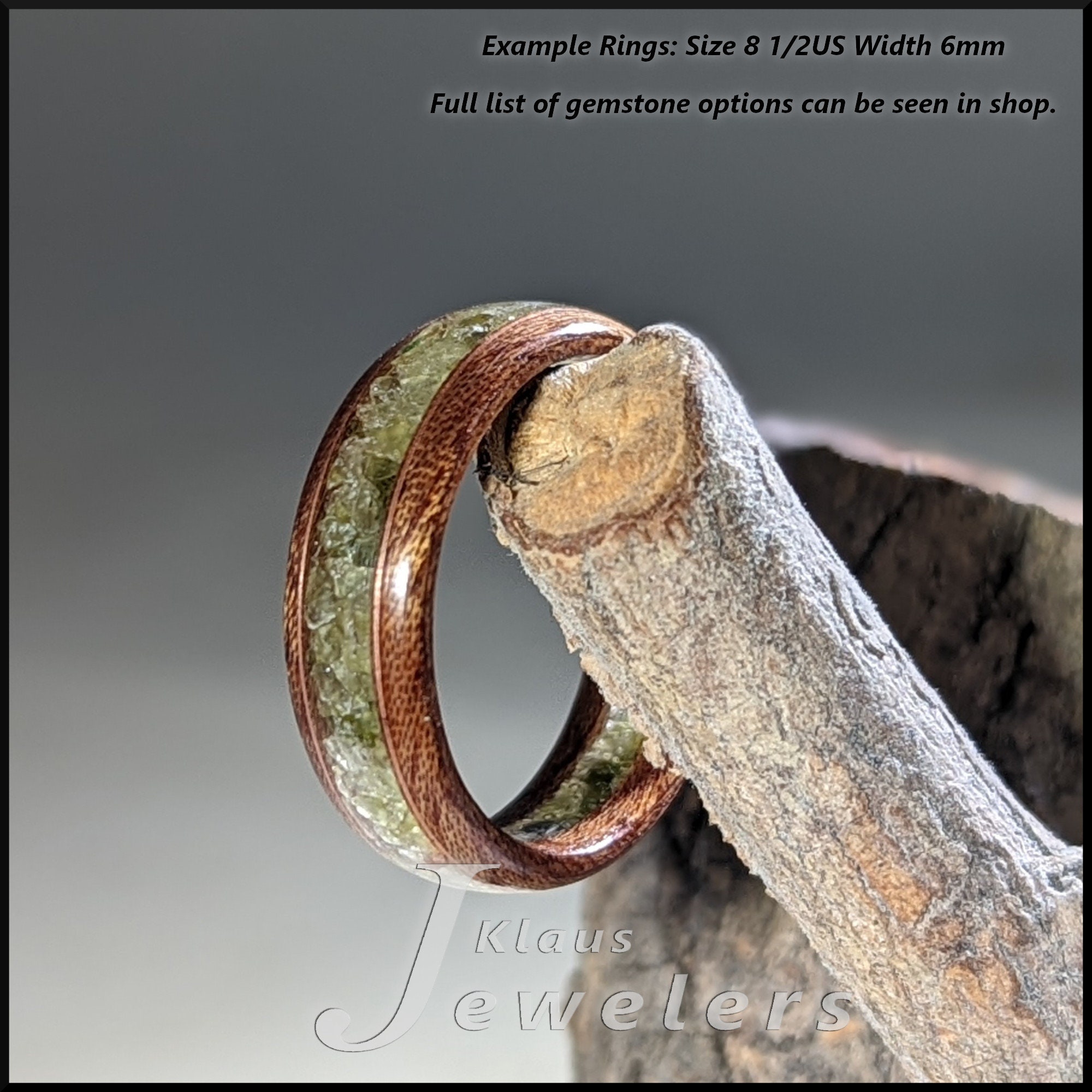 Peridot Wooden Ring: Floating Inlay - Arizona Peridot - African ...