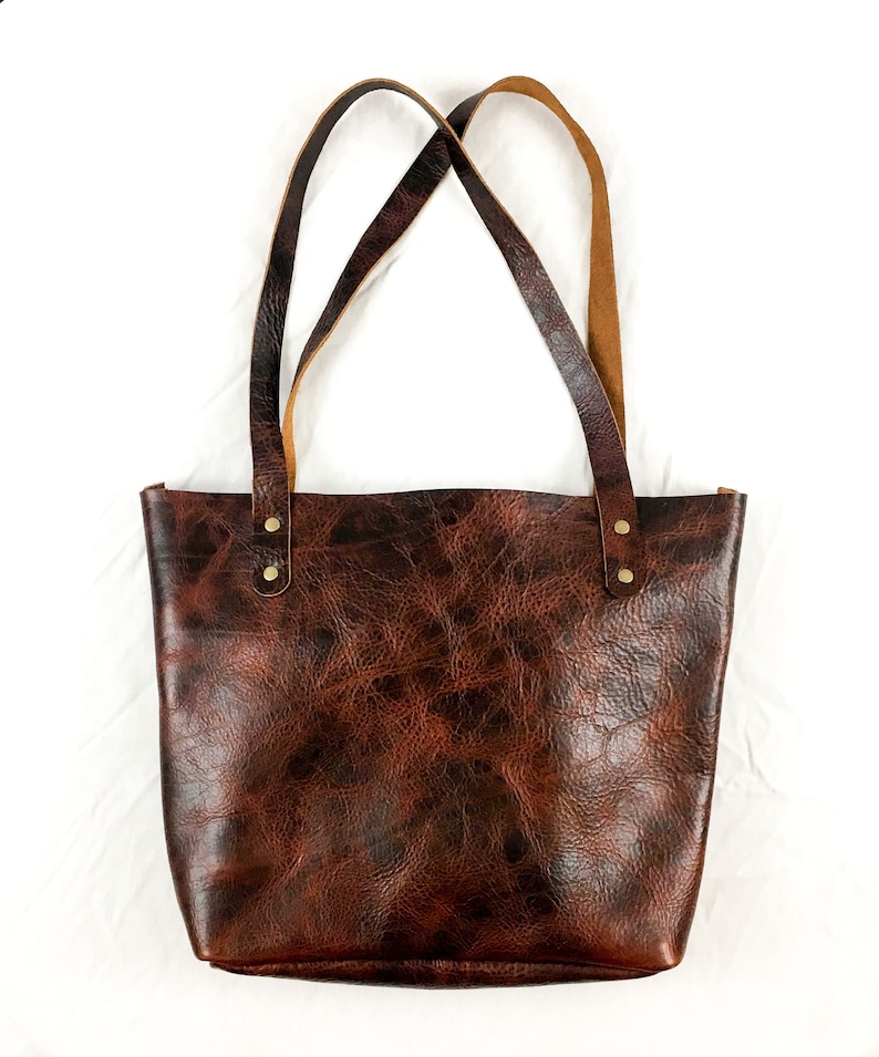 Fore Street Tote Bag Made in Maine Top Grain Leather Tote | Etsy