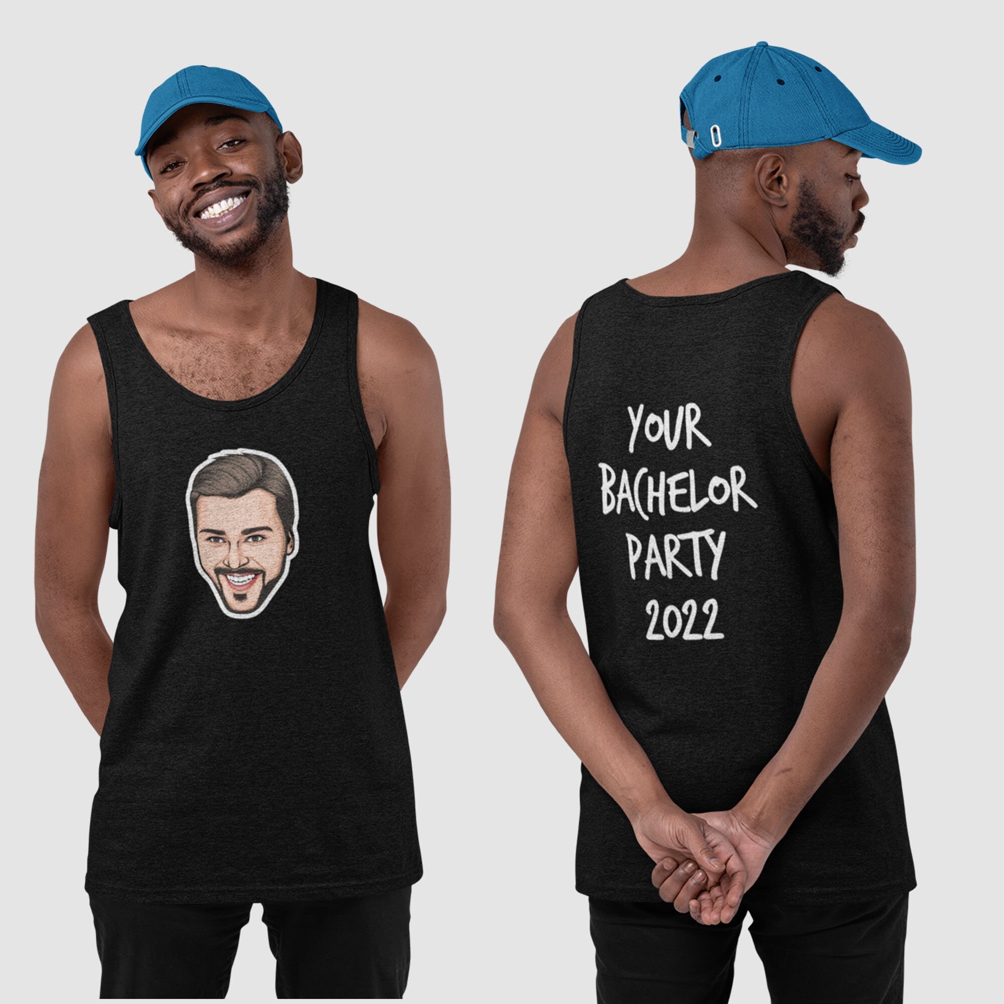 Bachelor Party Tanks Customized With the Groom's Full Color Face and ...