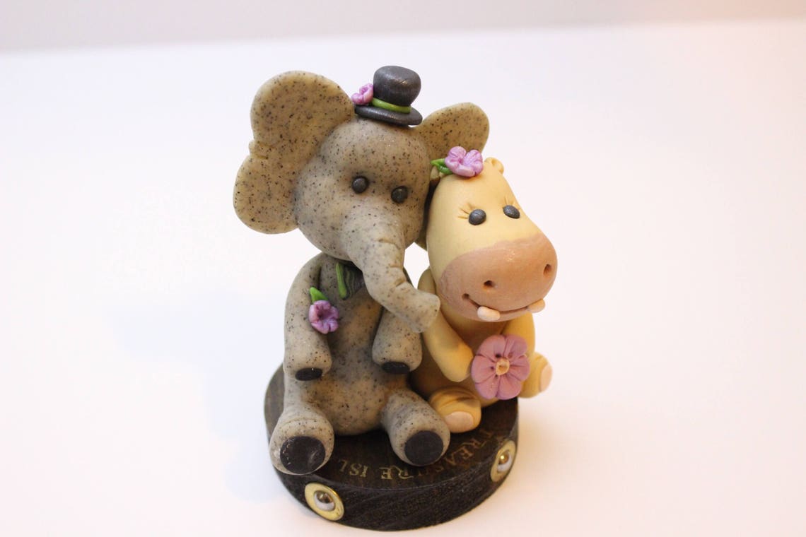 Elephant Wedding Cake Toppercake Topper Polymer Clay Wedding - Etsy