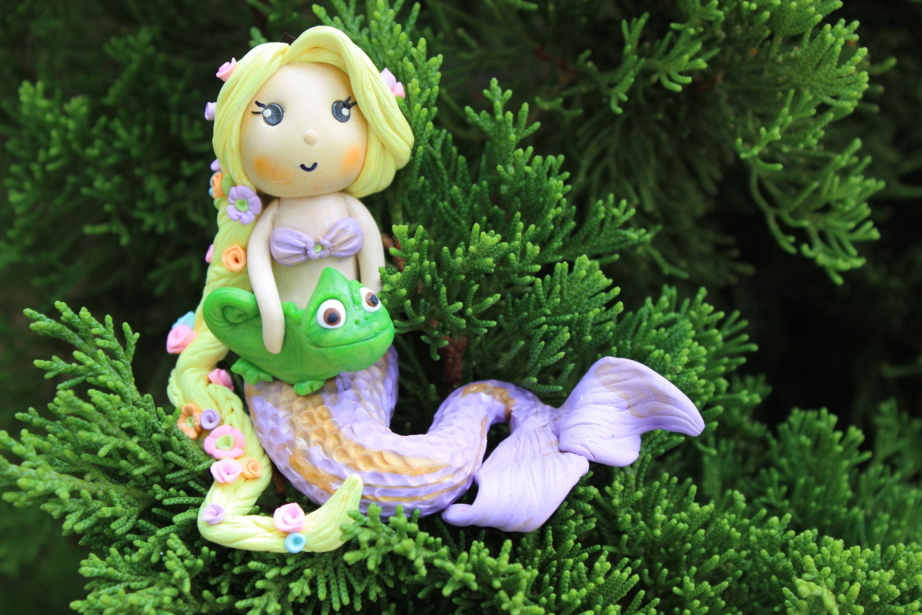 Mermaid Clay Cake Toppermermaid Cake Decorationsrapunzel - Etsy