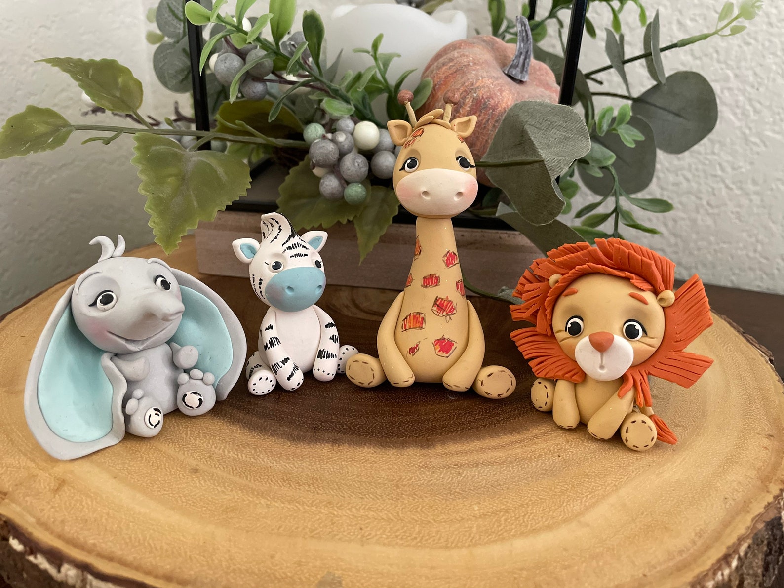 Safari Animals Cake Topper-jungle Animals-clay Safari Cake - Etsy