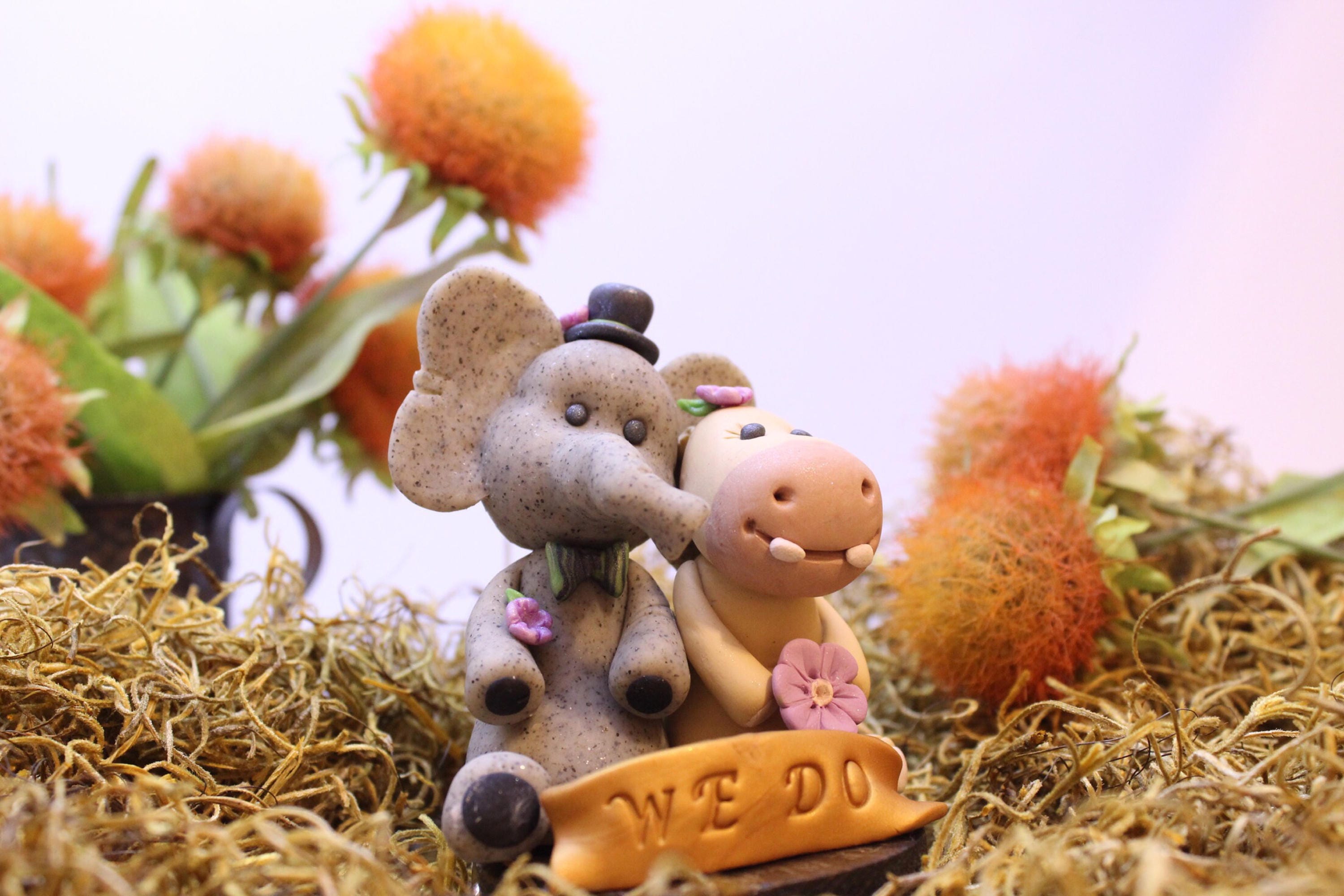 Elephant Wedding Cake Toppercake Topper Polymer Clay Wedding | Etsy