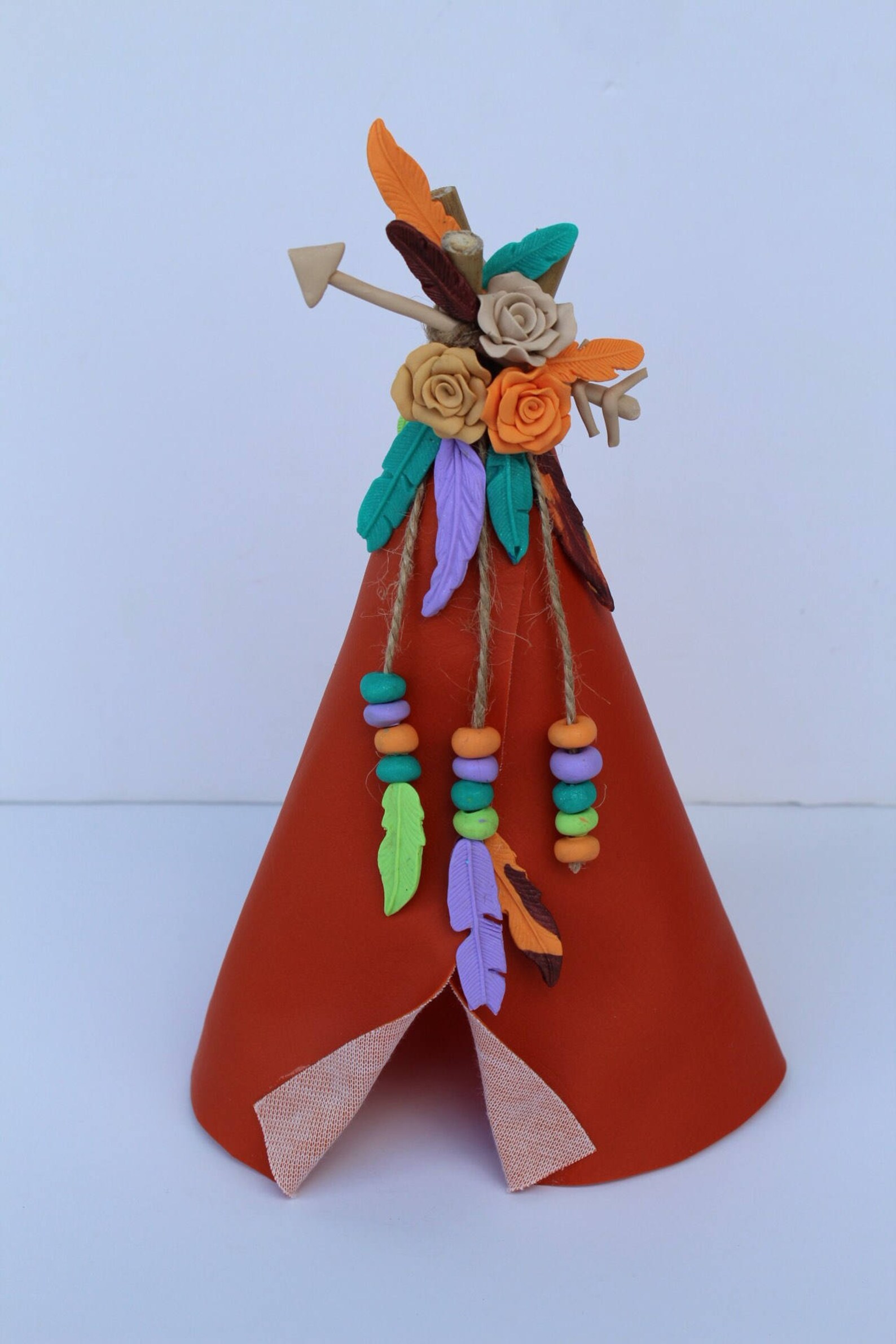 Handmade Teepee Cake Topper, Leather & Polymer Clay, Keepsake ...