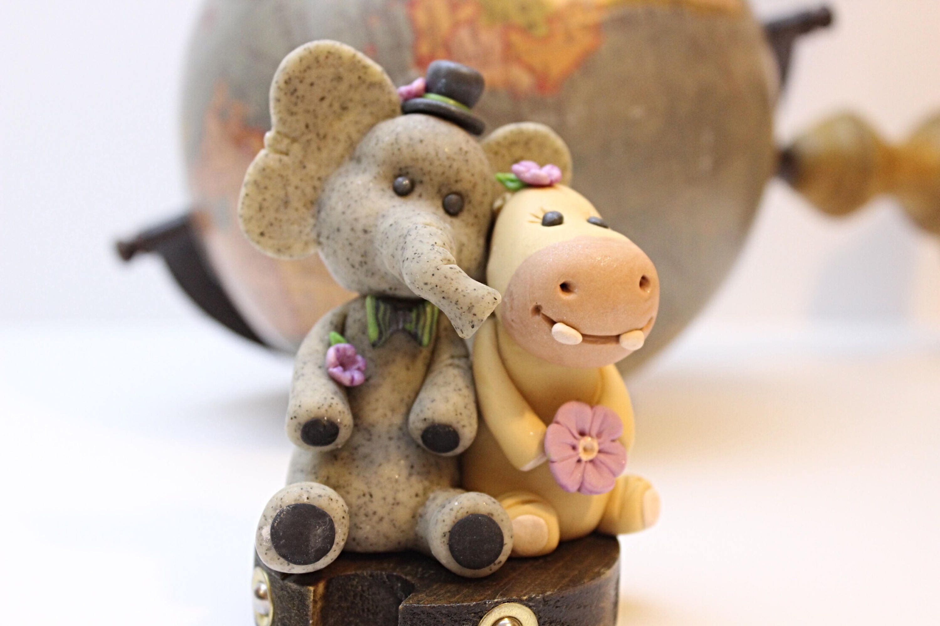 Elephant Wedding Cake Toppercake Topper Polymer Clay Wedding | Etsy