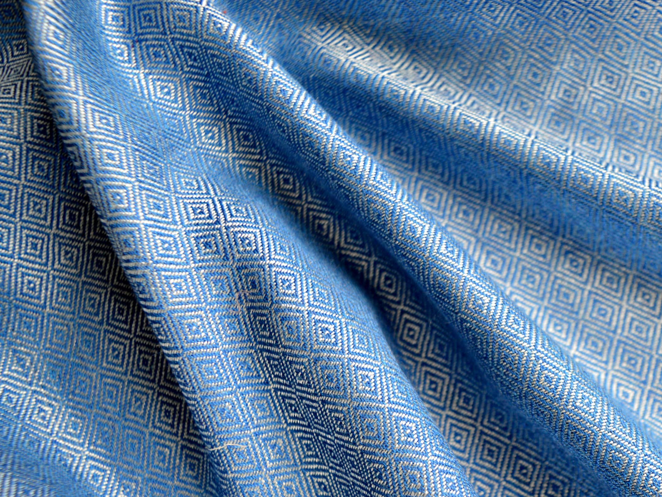 Blue diamond twill silk fabric handwoven diamond weave silk | Etsy