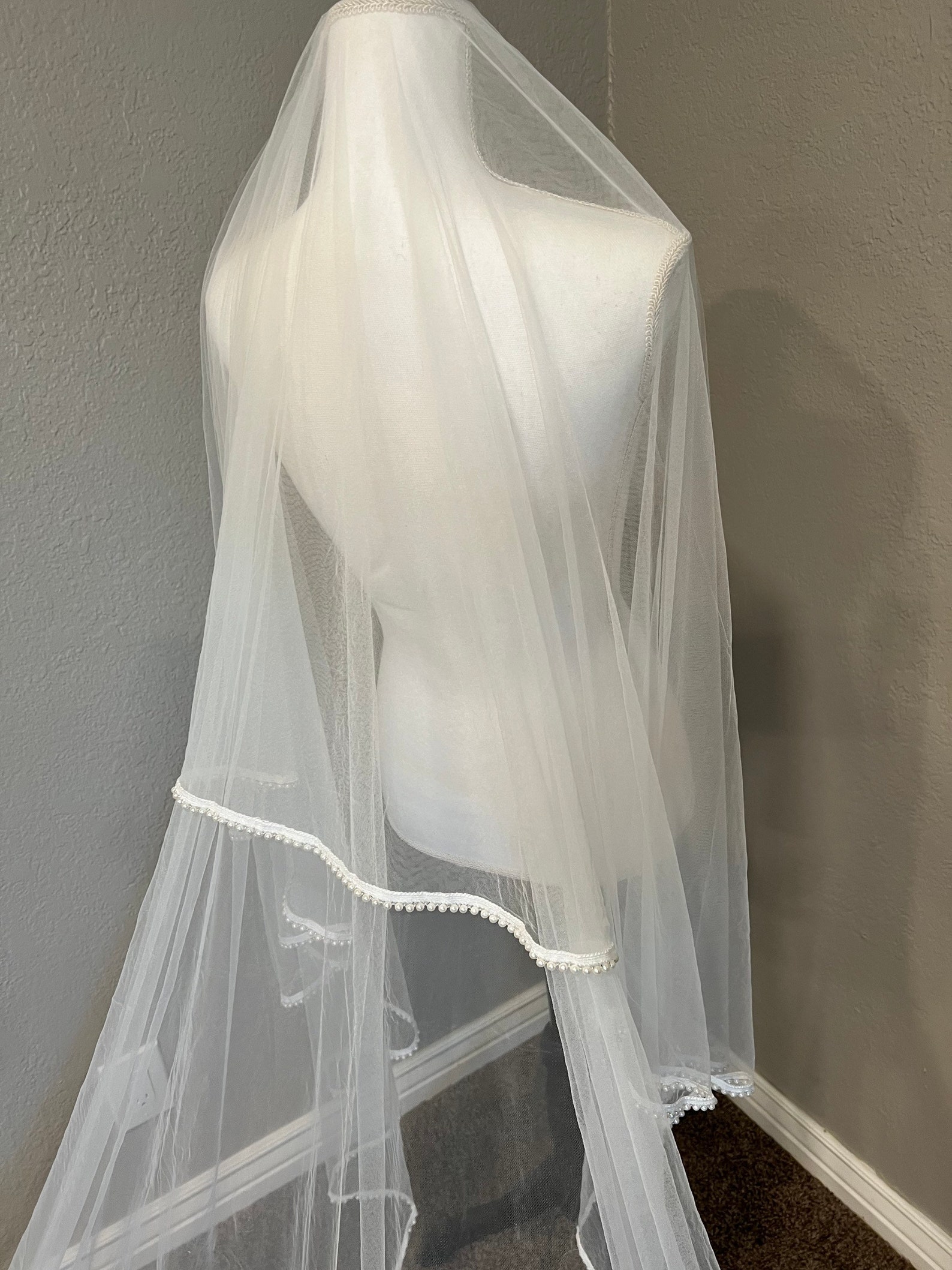 Pearl Edge Drop Veil - Etsy