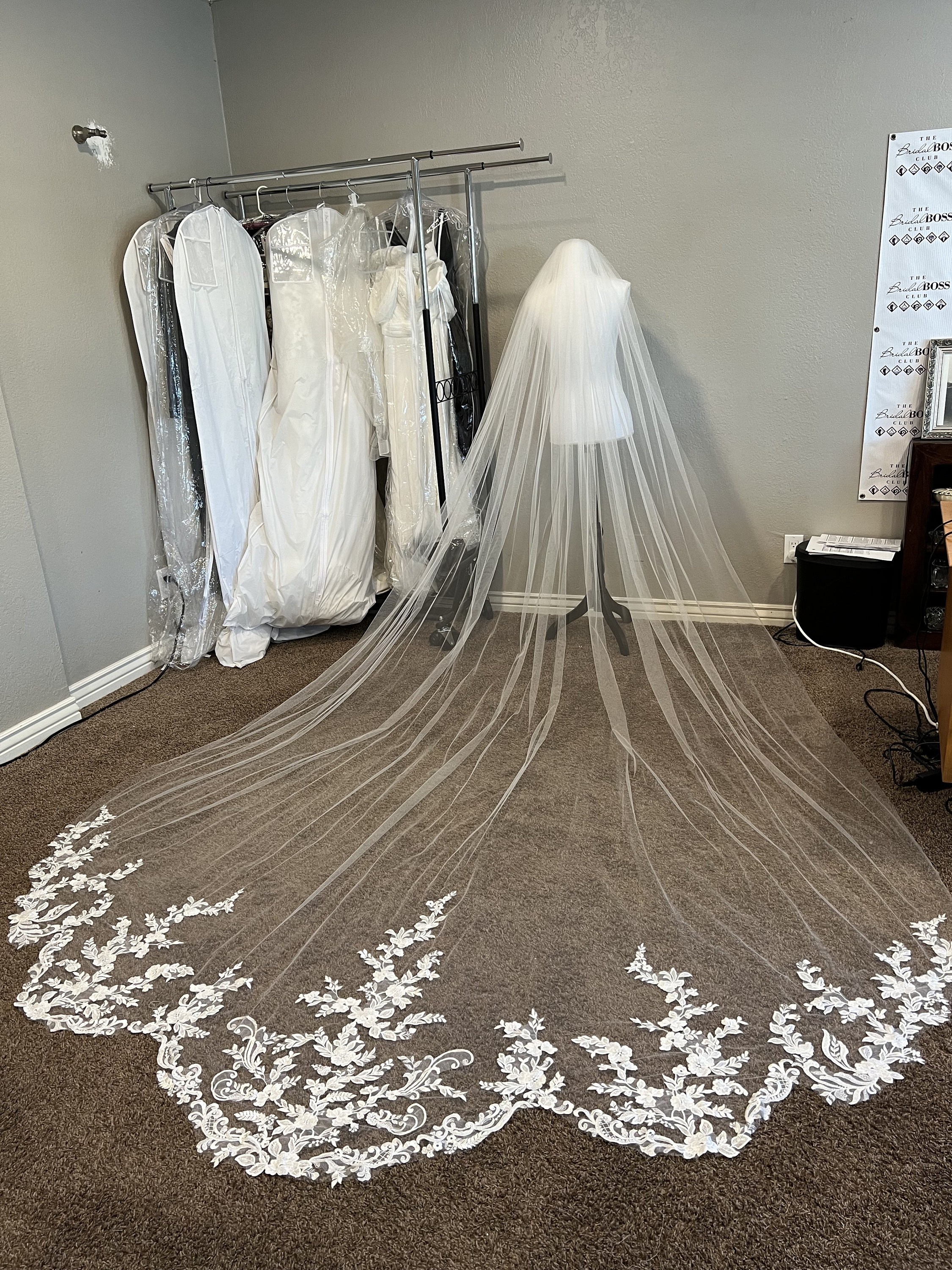 Bridal Cathedral Veils Wedding Blusher Veils Tier Long Lace