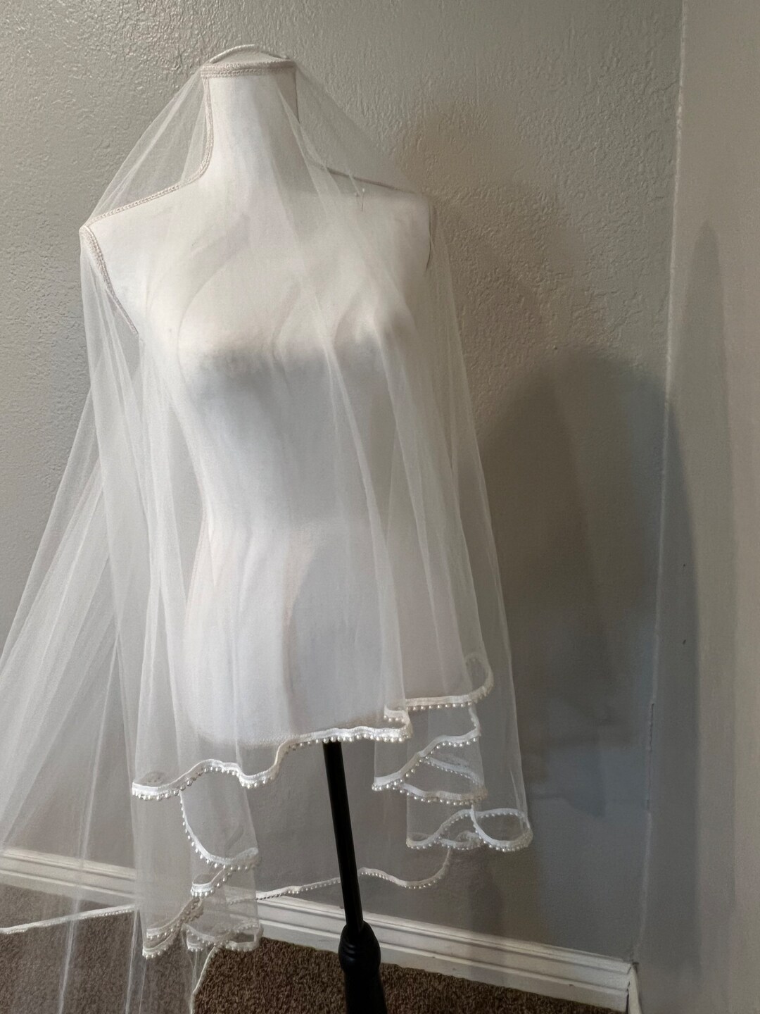 Pearl Edge Drop Veil - Etsy