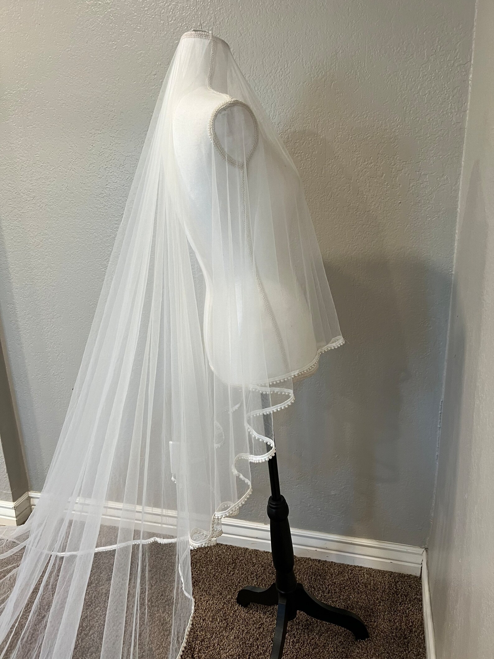 Pearl Edge Drop Veil - Etsy