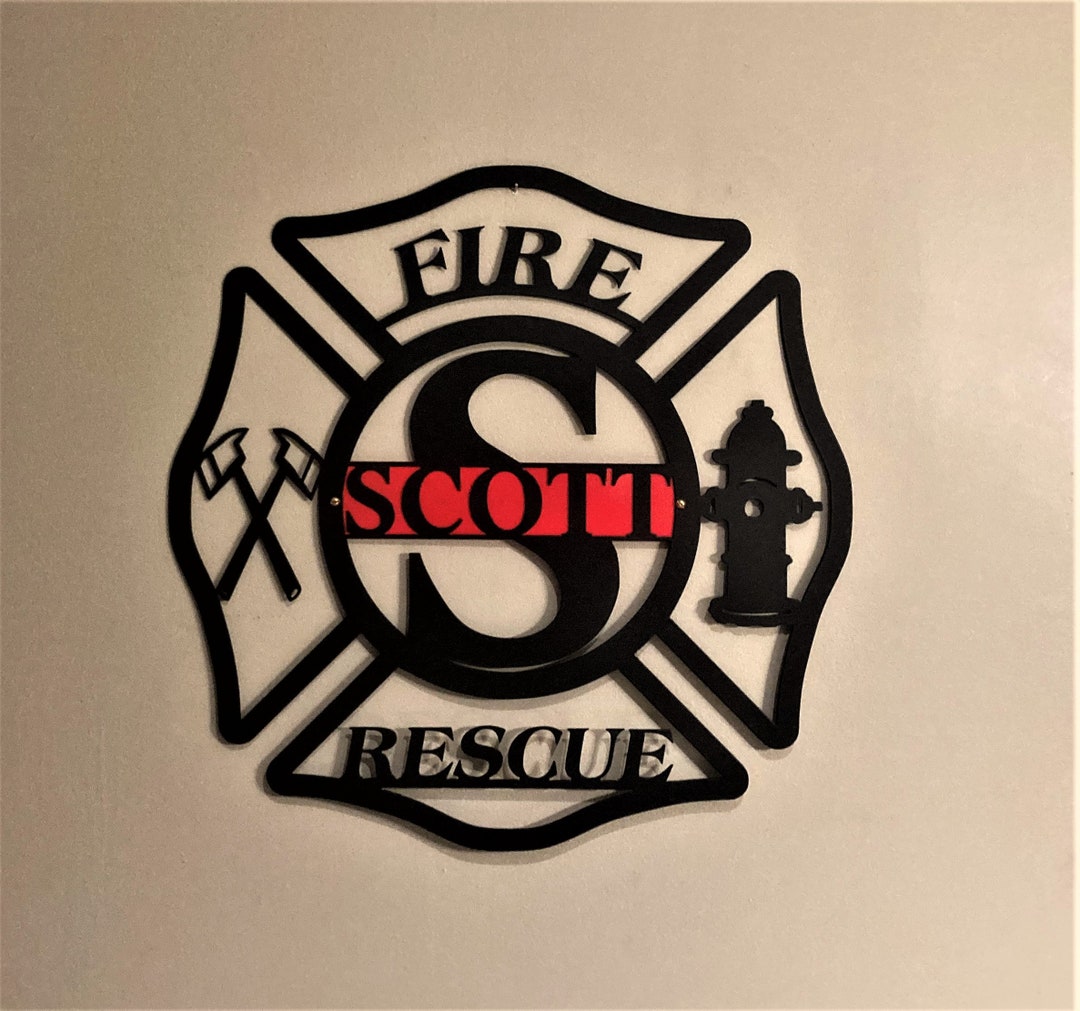 Personalized Firefighter Sign, Firefighter Gift, Maltese Cross, Gifts ...