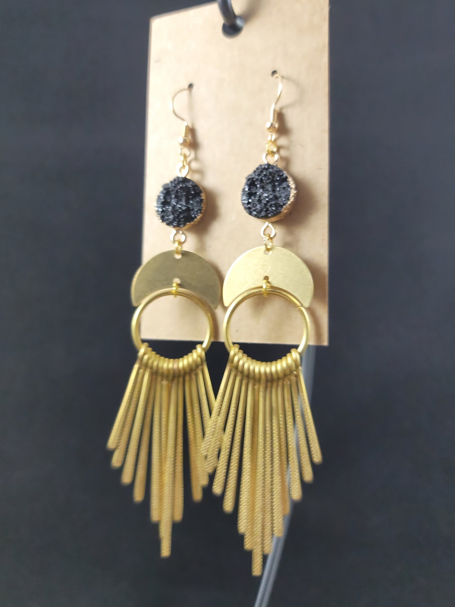 Gold Brass Boho Bohemian Fringe Statement Earrings. Gothic - Etsy