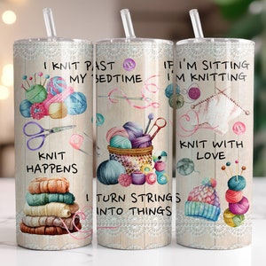 Knitting Tumbler Wrap PNG, Sublimation Instant Digital Download Only ...