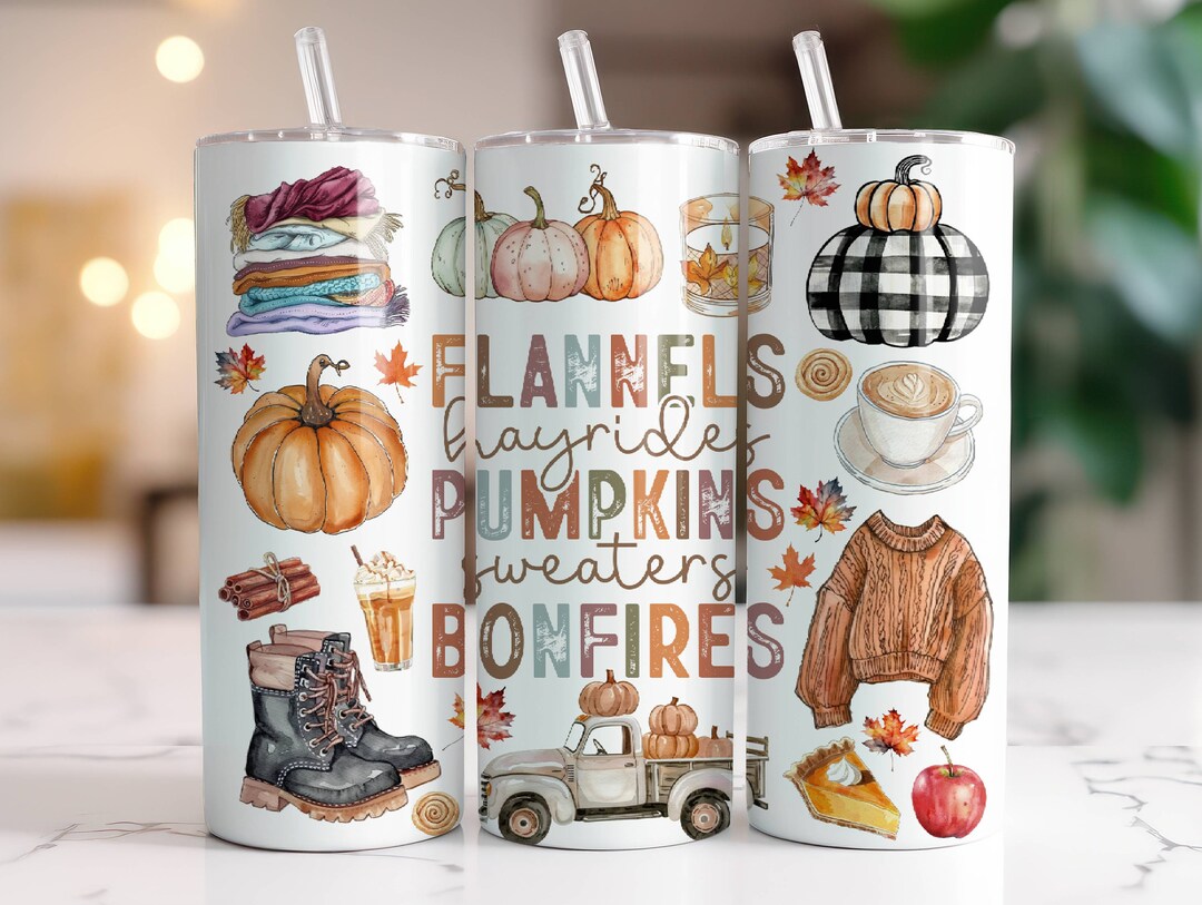 Fall Tumbler Wrap PNG 20 Oz Skinny Tumbler Sublimation Design Instant ...