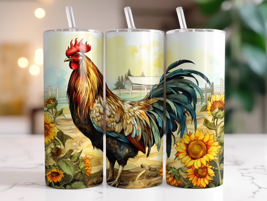 Rooster Sunflower Tumbler Wrap PNG, Sublimation Digital Download, 20 Oz ...