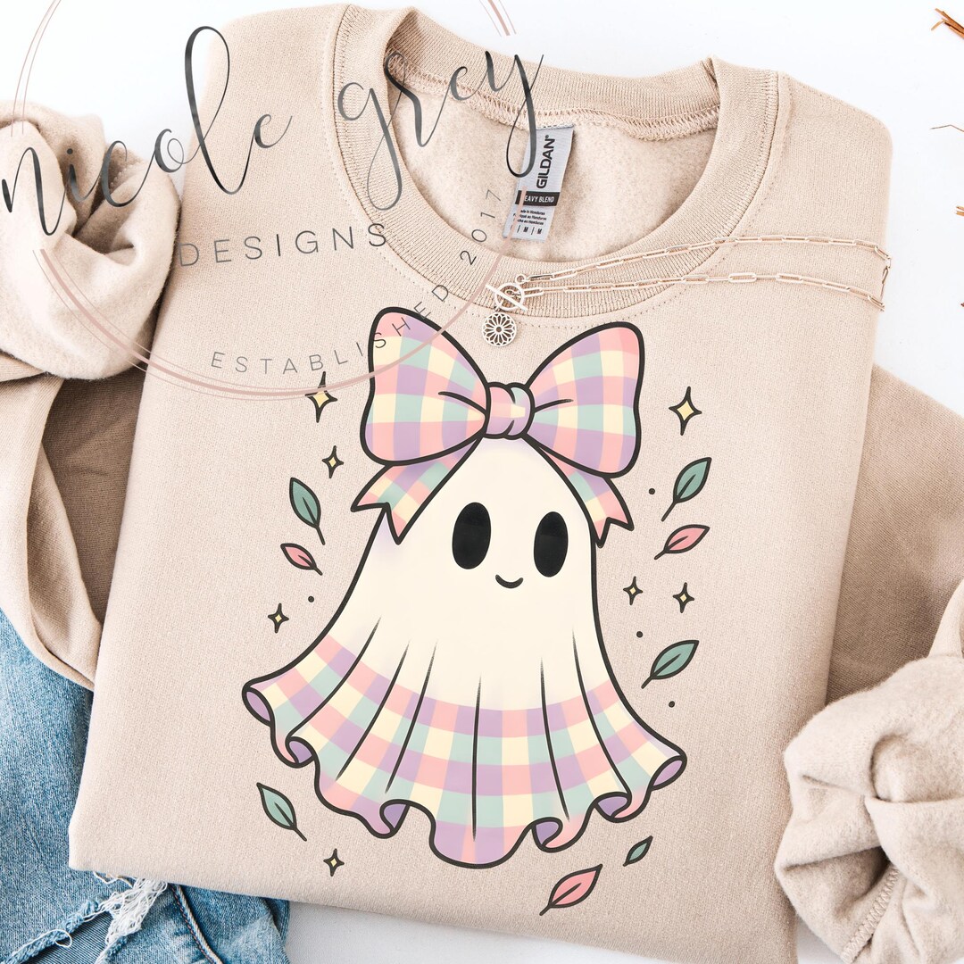 Preppy Ghost Boo Png, Spooky Coquette Trendy Fall Png, Halloween ...