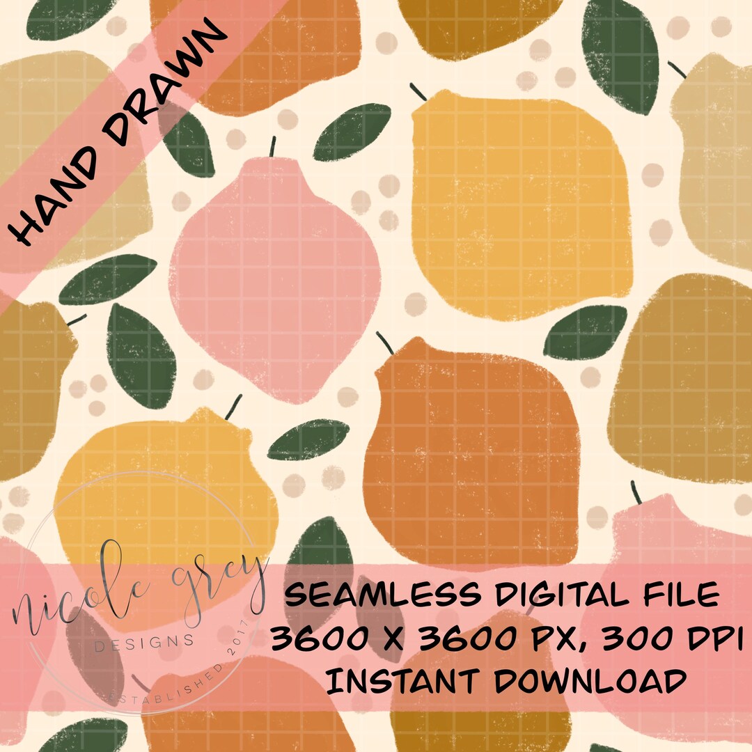 Lemon Seamless Pattern, Citrus Digital Paper, Summer Fruit Repeat ...