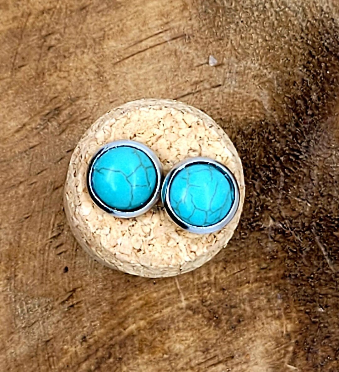 Aretes de turquesa para mujer, pequeños aretes de piedras preciosas ...