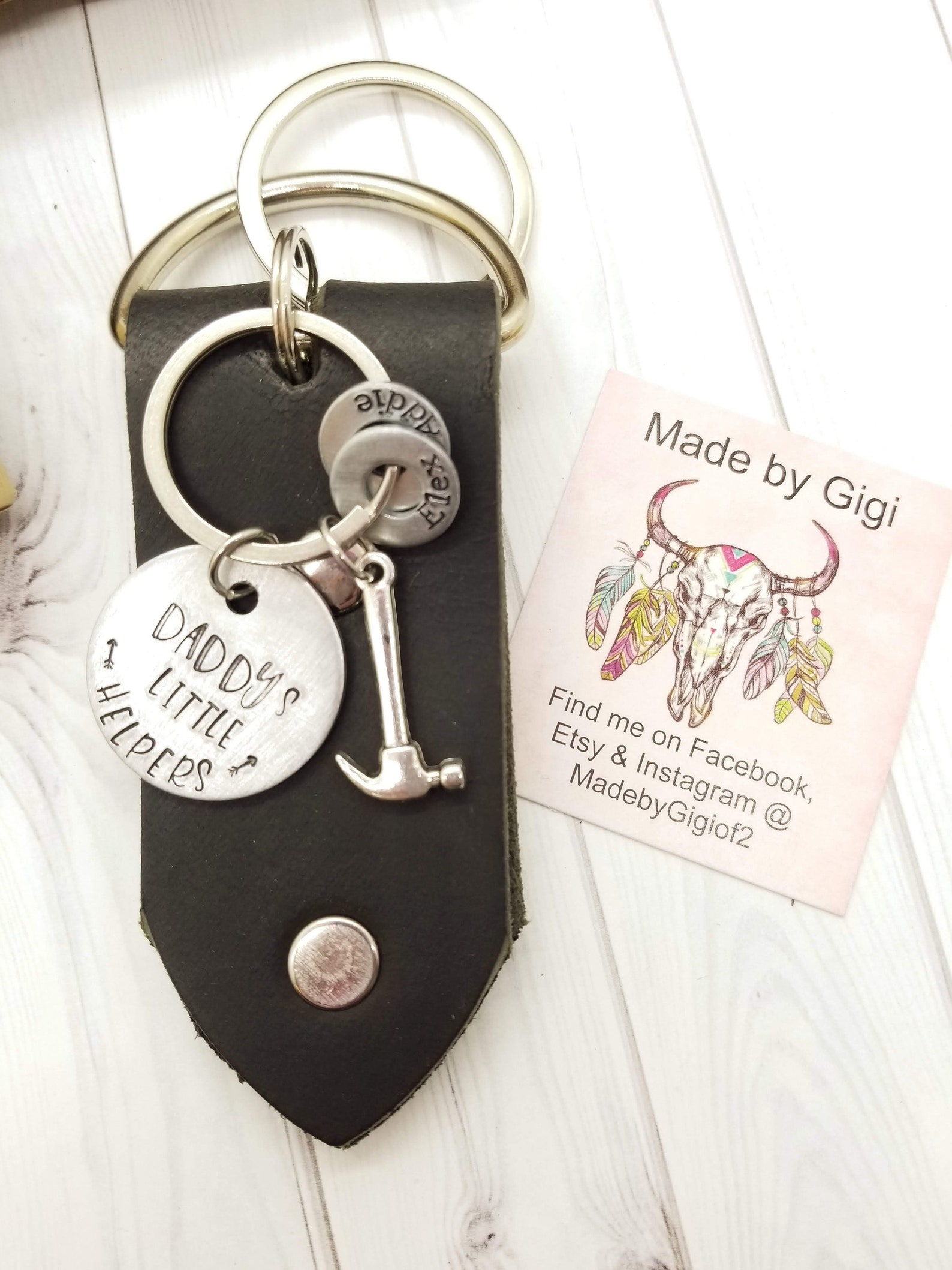 Personalized Leather Key Fob fathers day gift custom Leather | Etsy