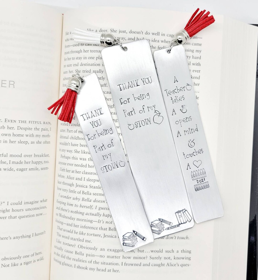 Personalized Teacher Bookmark: Hand Stamped Aluminum Gift - Etsy