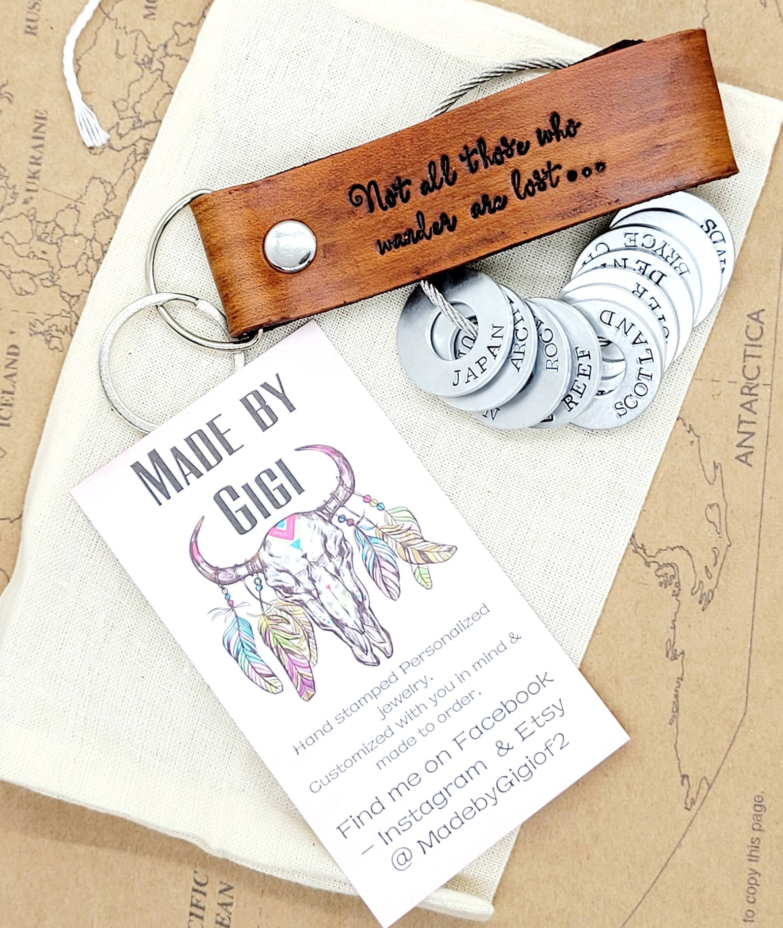 Custom Travel Tokens Leather Keychain Lanyard Travel Lover - Etsy UK