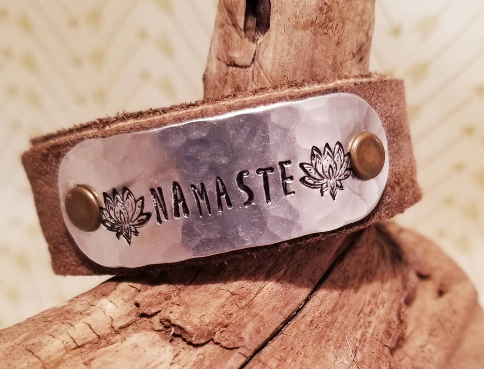 Namaste Bracelet Leather Cuff Bracelets Mens Leather Cuff - Etsy