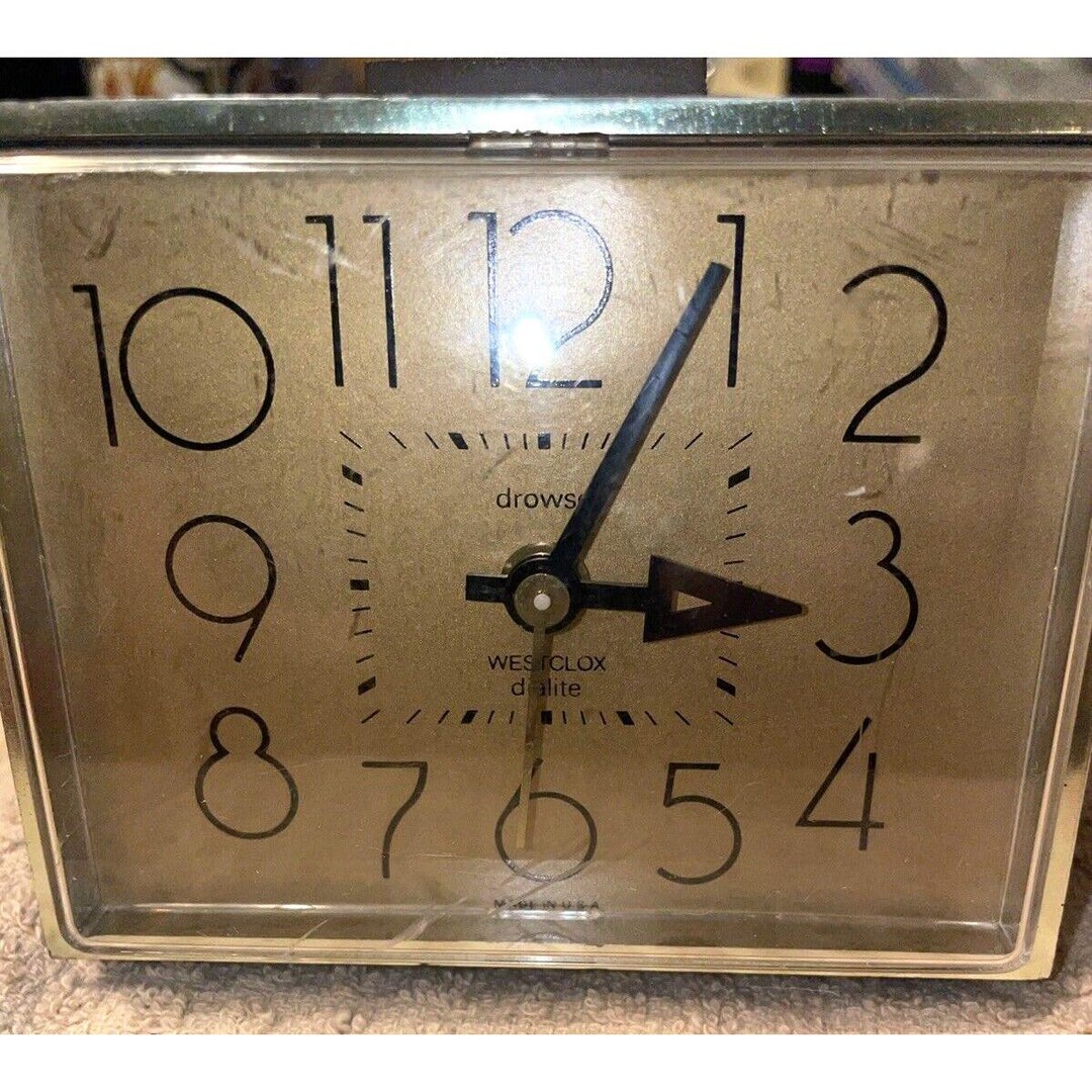 VTG Westclox Duality Drowse Corded Alarm Clock MCM Gold & Woodgrain ...