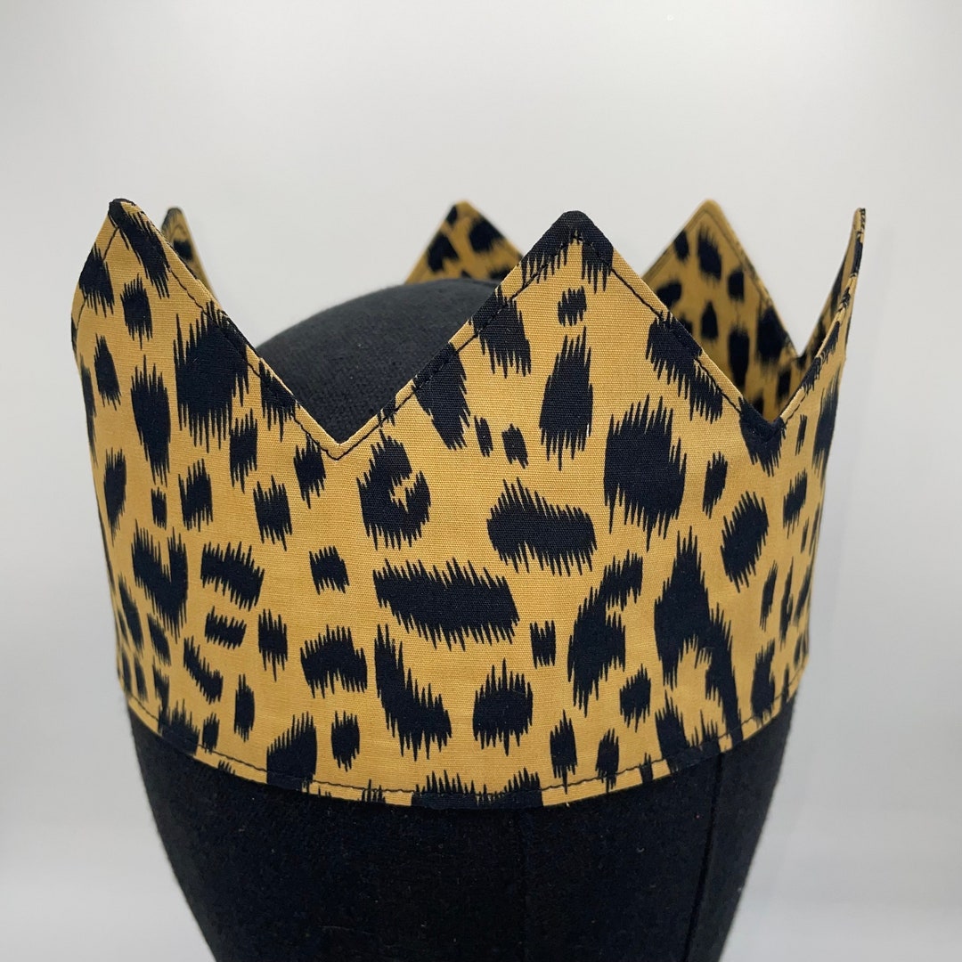 Cheetah Print Adjustable Fabric Party Crown/hat - Reusable, Elastic ...