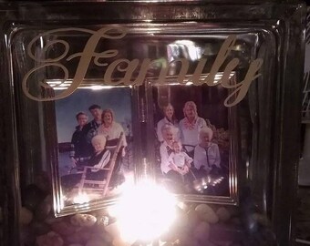 Family Gathers Here Lighted Glass Block 8 Inch - Etsy