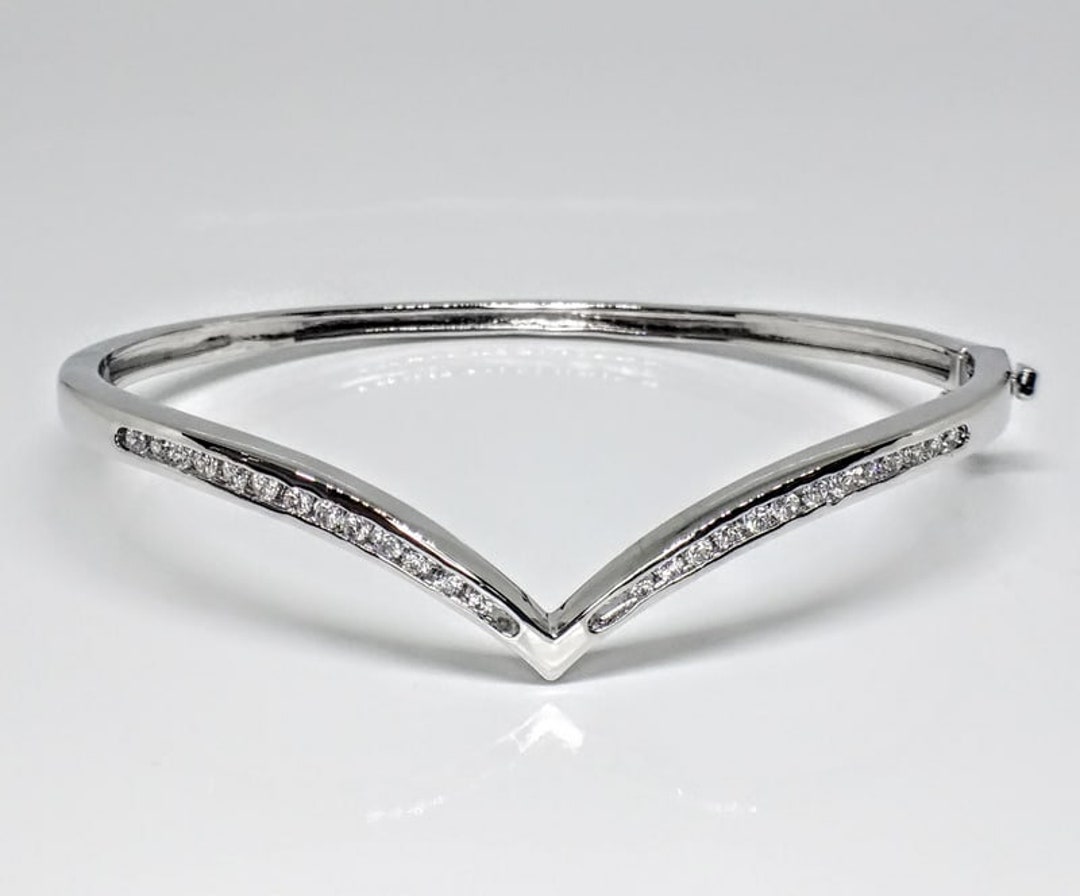 Channel Set CZ Bangle Bracelet - Etsy