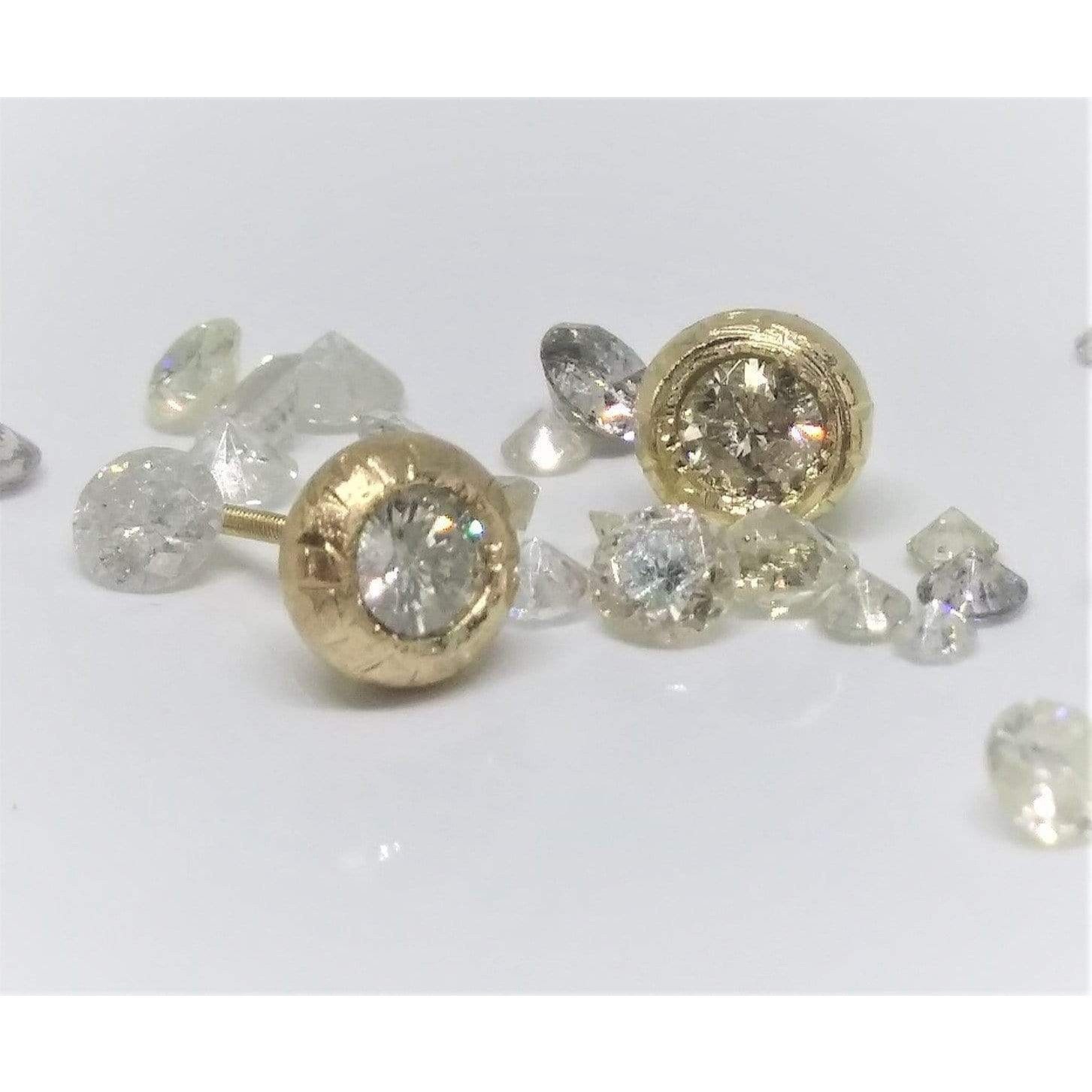 Yellow Gold Rough Set Imperfect Diamond Studs | Etsy